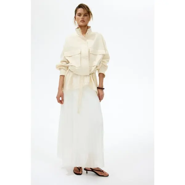 H&m Plissé Leopard Print Maxi Skirt - Ivory