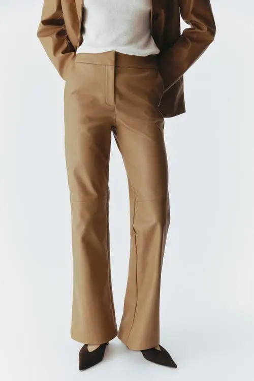 h&m beige dress pants Ladies - Dark Beige Twill Dress Pants - Size: 12
