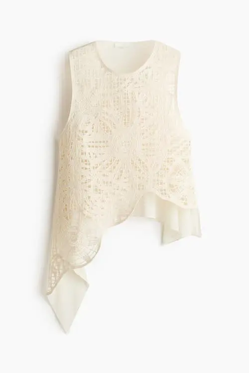 H&m Asymmetric Crochet-look Top