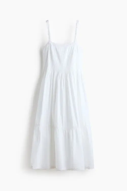 H&m Lace-trimmed Flared-skirt Midi Dress