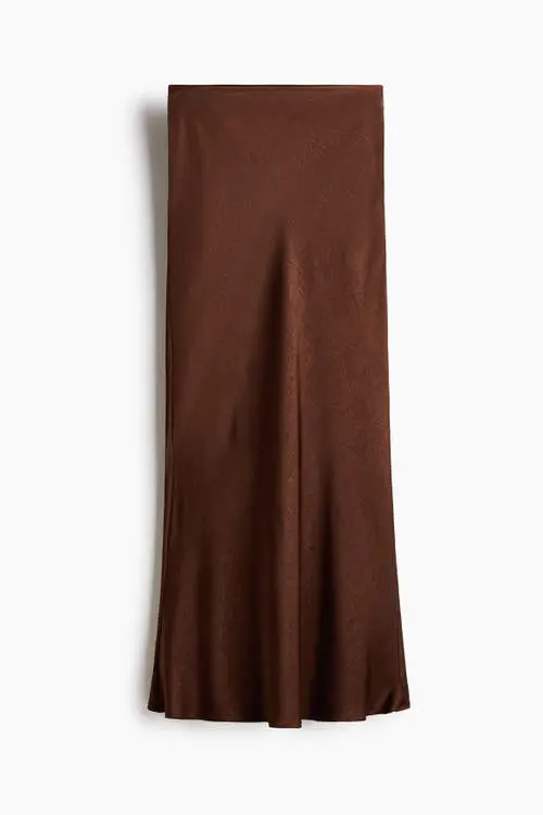 H&m Crinkled Satin Maxi Skirt