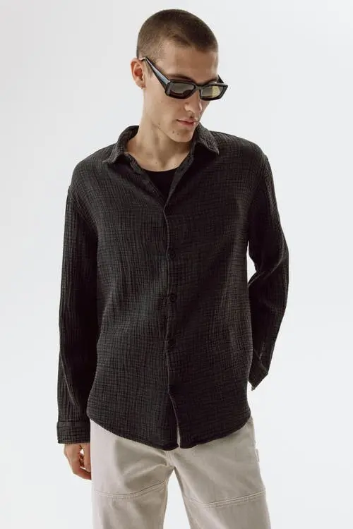 H&m Regular Fit Cotton Muslin Shirt