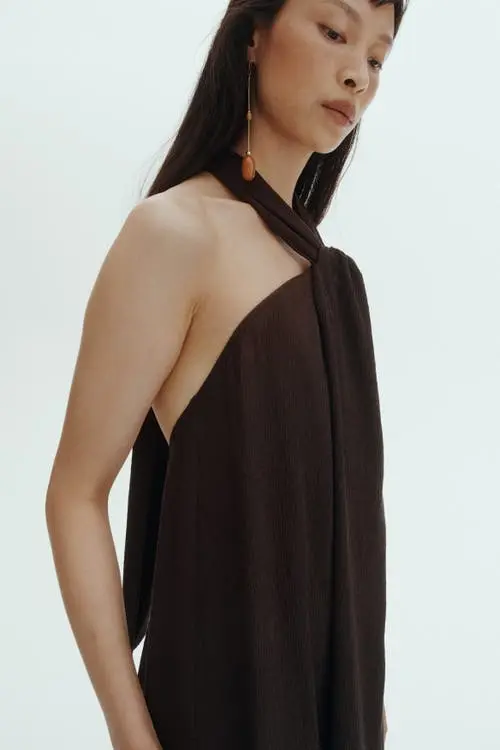 H&m Twist-detail Halterneck Midi Dress