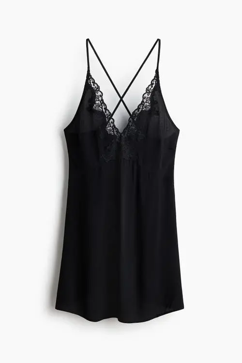 H&m Lace-trimmed Viscose Nightslip