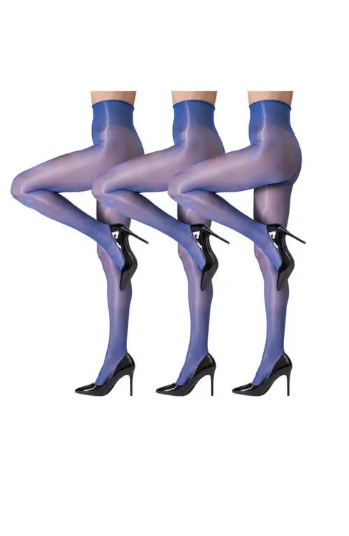 LECHERY® 7-pack Glossy Semi-opaque Fashion Tights - Blue