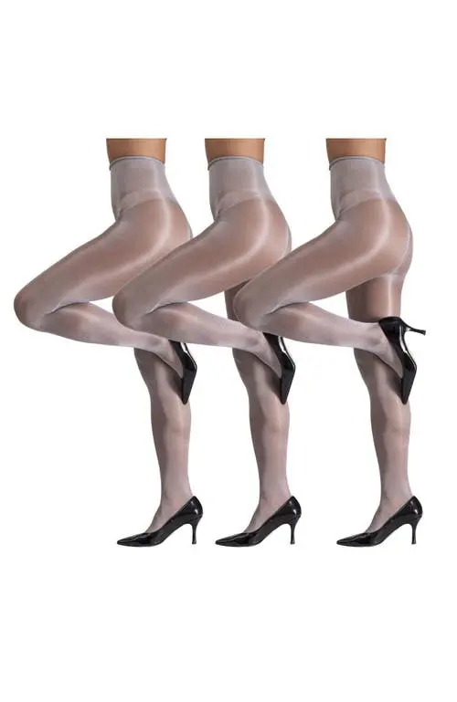 LECHERY® 7-pack Glossy Semi-opaque Fashion Tights - Grey