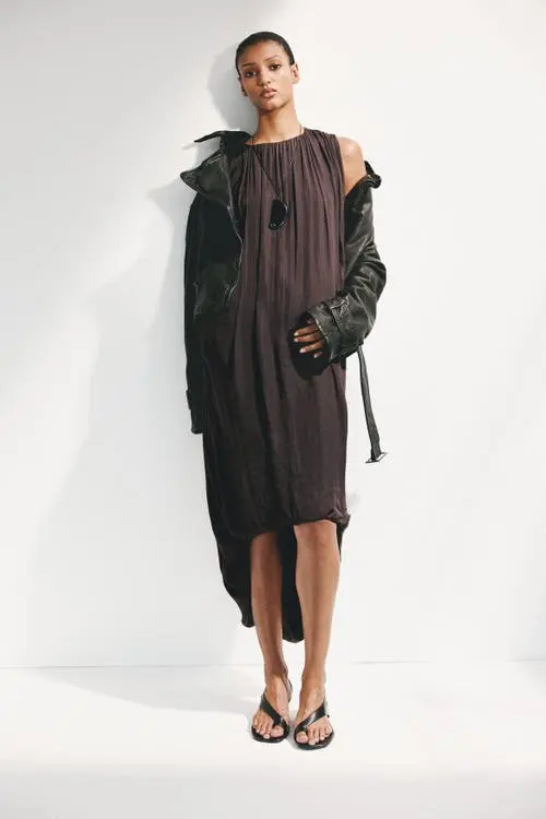 H&m Sleeveless Draped Bubble-hem Maxi Dress