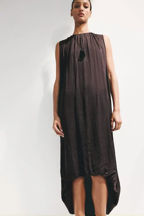 H&m Sleeveless Draped Bubble-hem Maxi Dress