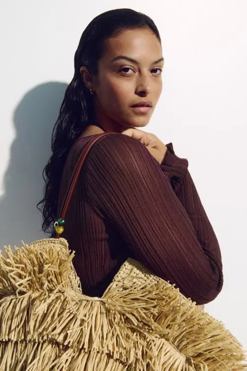 H&m Rib-knit Beach Dress - Dark Brown