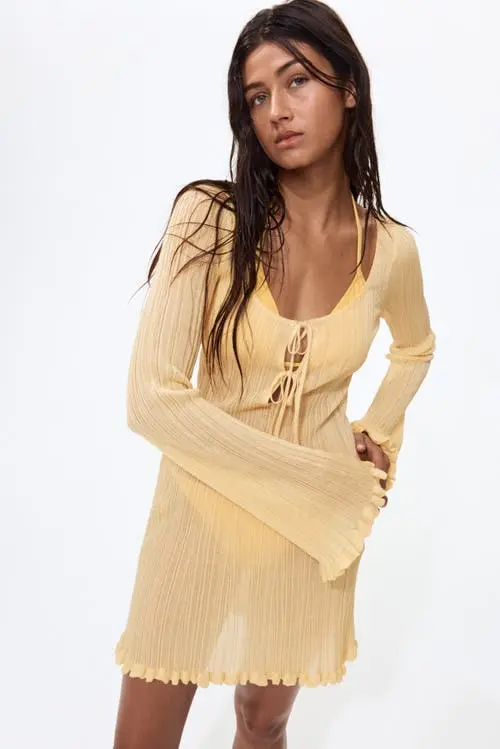H&m Rib-knit Beach Dress - Yellow