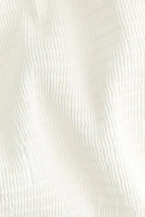 H&m Smocked Off-the-shoulder Dress With Frill Trim - White