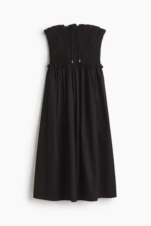 H&M Smocked-bodice Bandeau Midi Dress