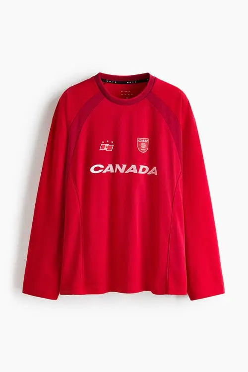 H&m Printed Football Shirt - Red/canada