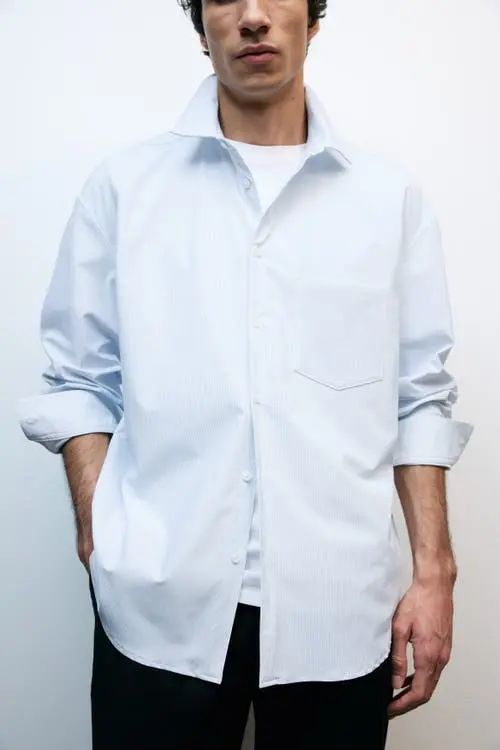 H&m Cooling Loose-fit Shirt - Light Blue