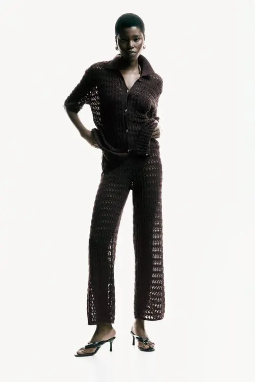 H&m Crochet-look Cotton Cardigan