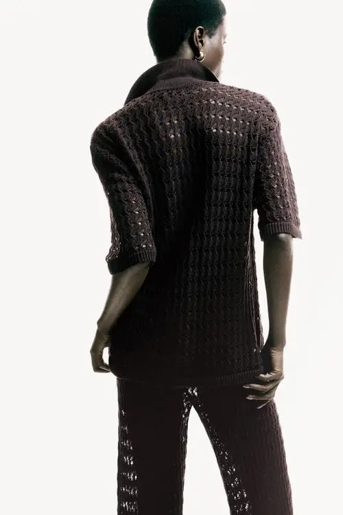 H&m Crochet-look Cotton Cardigan