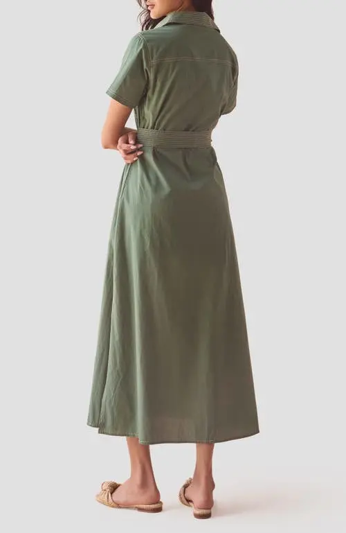 Omika Short Sleeve Cotton Shirt Dress With Belt