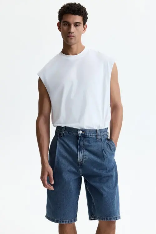 H&M Baggy Pleated Denim Shorts