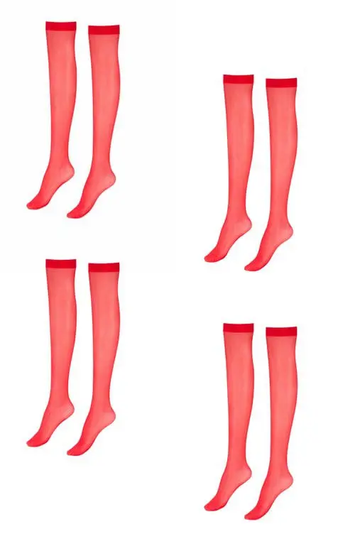 LECHERY® 6-pack Glossy Sheer Fashion Socks - Red