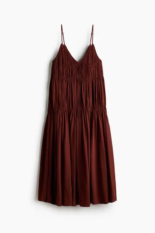 H&m Smocked Strappy Dress - Rust Brown