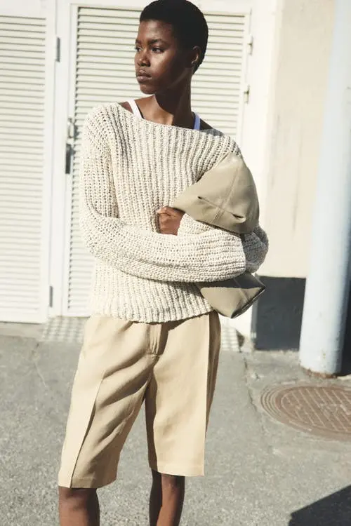 H&m Linen-blend Bermuda Shorts - Beige
