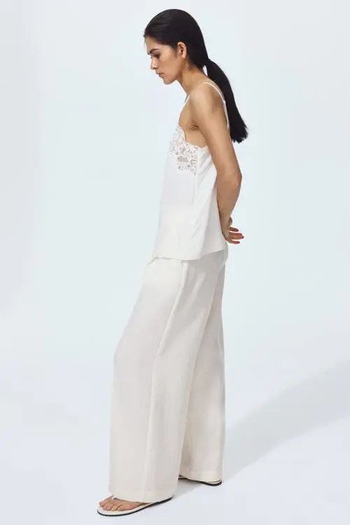 H&m Lace-trimmed Strappy Top - White
