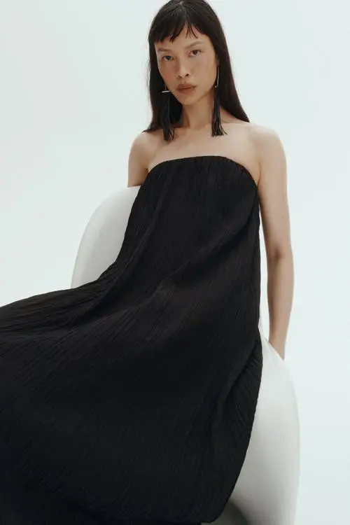 H&m Crinkled Bandeau Maxi Dress