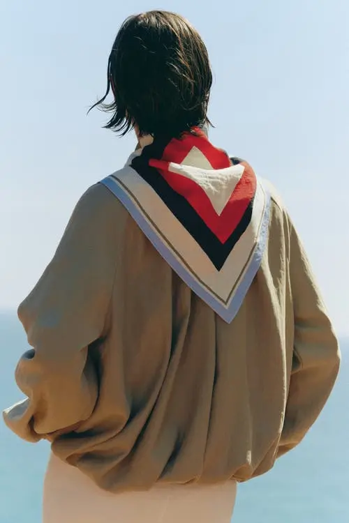 H&m Bubble Hem Jacket With Detachable Scarf