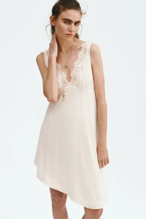 H&m Sleeveless Lace-trimmed V-neck Dress