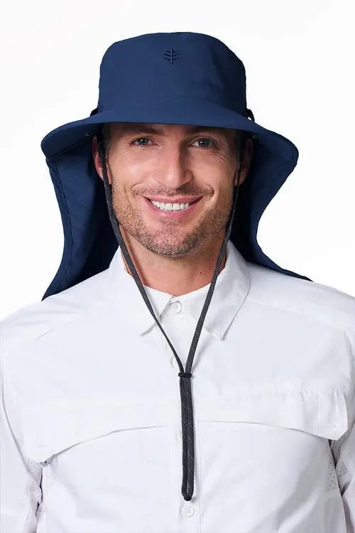Coolibar Stevie Ultra Sun Hat With Neck And Face Drape - Navy