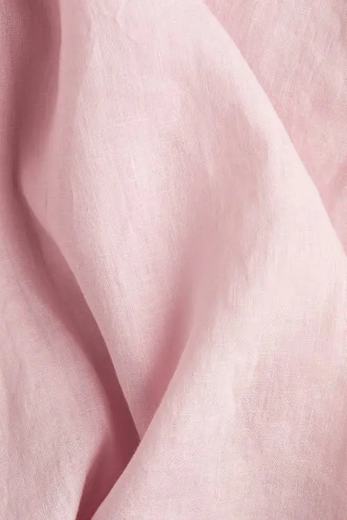 H&m Oversized Printed Linen Shirt - Light Pink