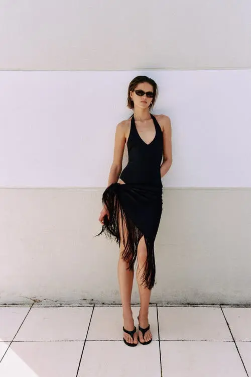 H&m Padded-cup Halterneck Swimsuit - Black