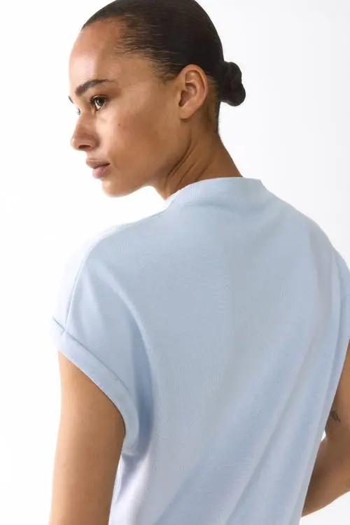 H&m Draped Fine-knit Top - Light Blue