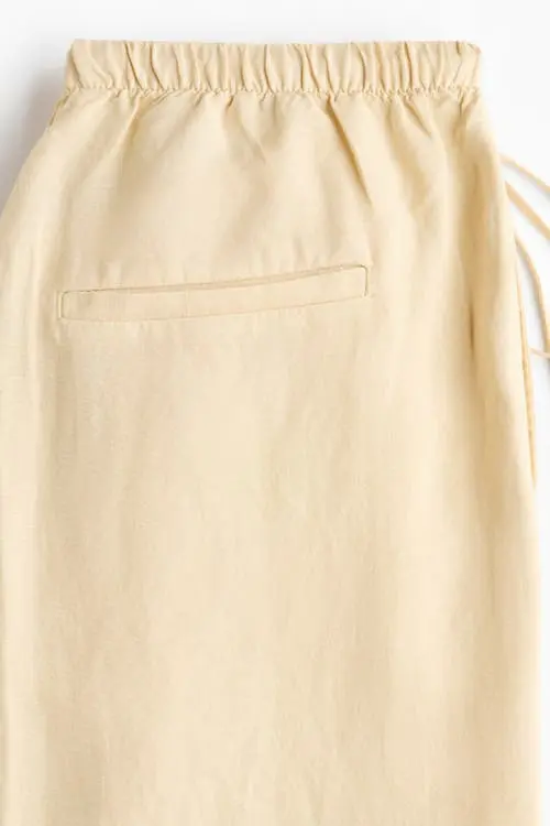 H&M Mama Linen-blend Drawstring Trousers - Light Yellow