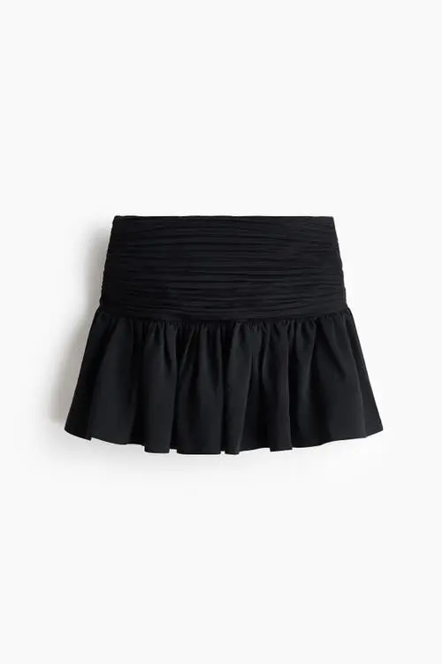 H&M Ruched Waist Mini Skirt With Frill Hem