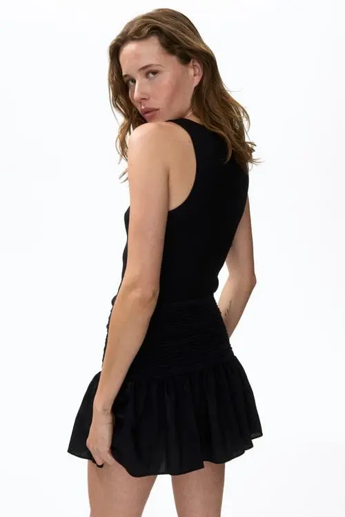 H&M Ruched Waist Mini Skirt With Frill Hem