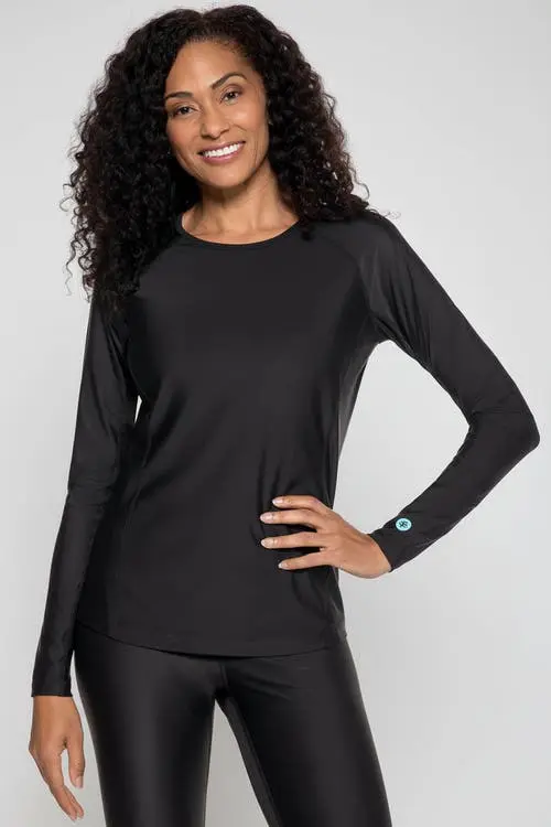 Coolibar Upf 50+ Long Sleeve Swim Shirt - Black
