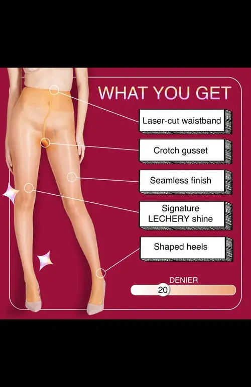 LECHERY® 7-pack Glossy Sheer Run-resistant Tights - Caramel