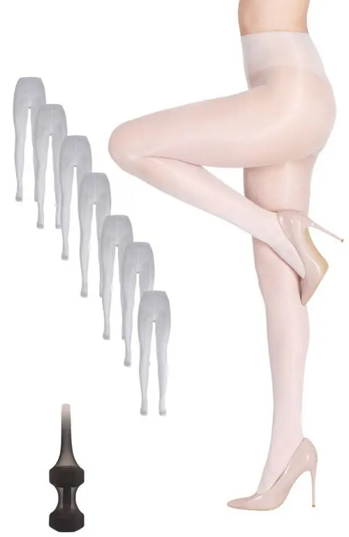 LECHERY® 7-pack Glossy Sheer Festival Tights - White
