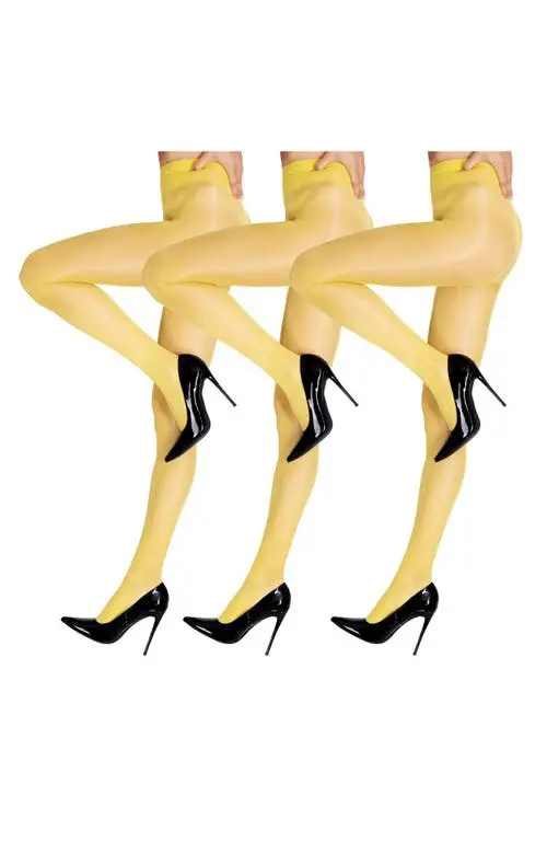 LECHERY® 7-pack Glossy Sheer Festival Tights - Yellow