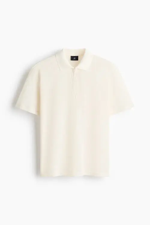 H&M Regular Fit Hole-knit Polo Shirt