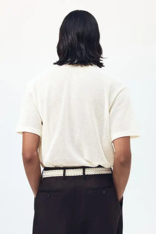 H&M Regular Fit Hole-knit Polo Shirt