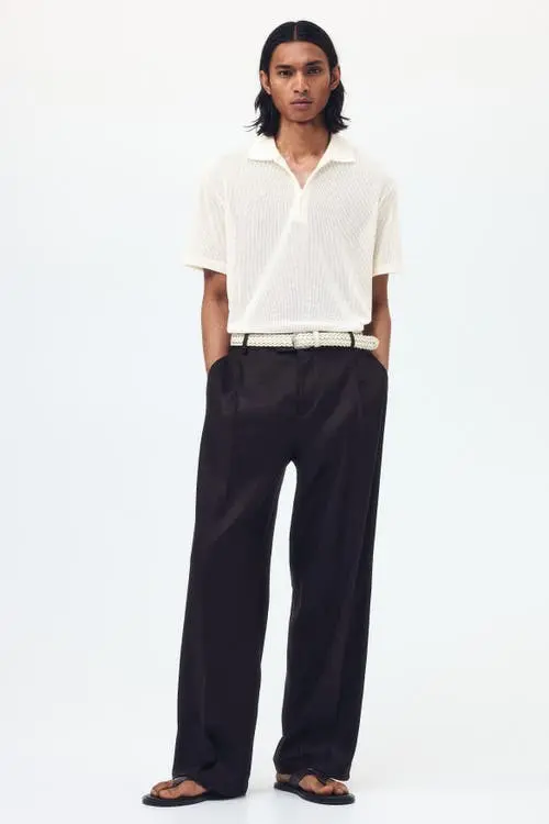 H&M Regular Fit Hole-knit Polo Shirt