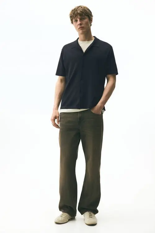 H&M Regular Fit Knitted Short-sleeved Shirt