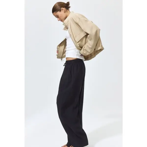H&m Barrel Drawstring Trousers - Black