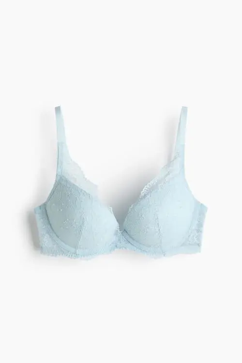 H&m Lace Super Push-up Bra - Light Turquoise