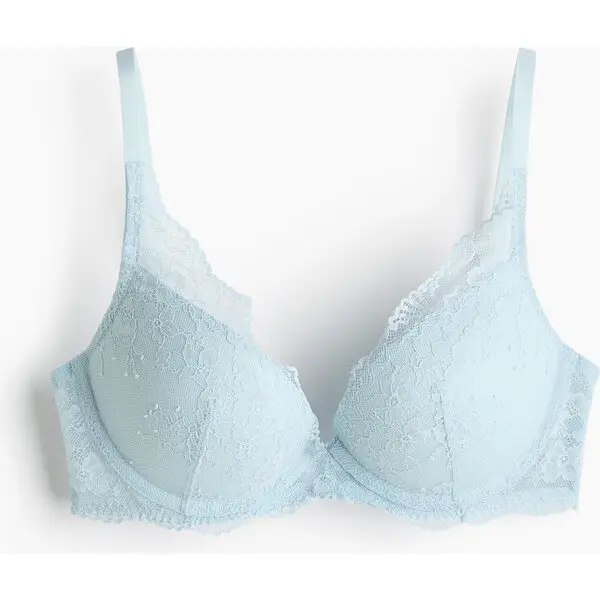H&m Lace Super Push-up Bra - Light Turquoise