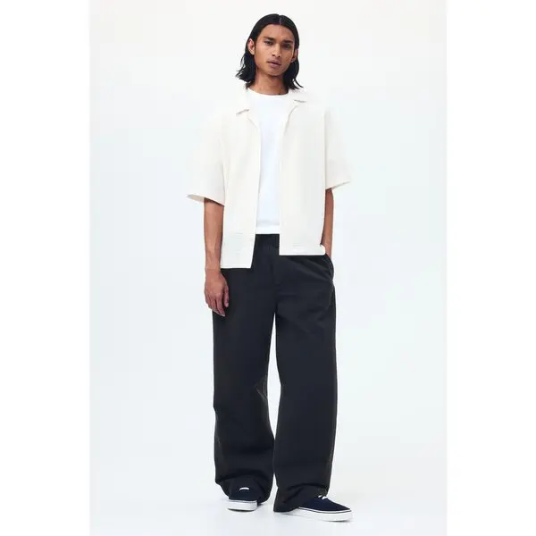 H&M Loose Fit Cotton Canvas Trousers - Black