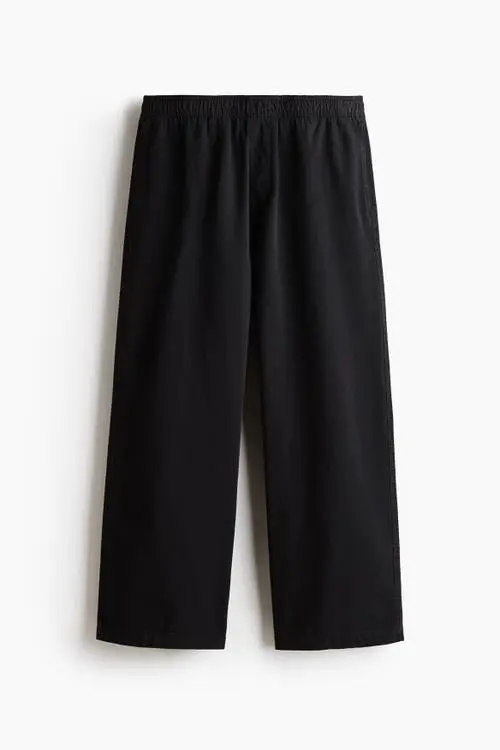 H&M Loose Fit Cotton Canvas Trousers - Black
