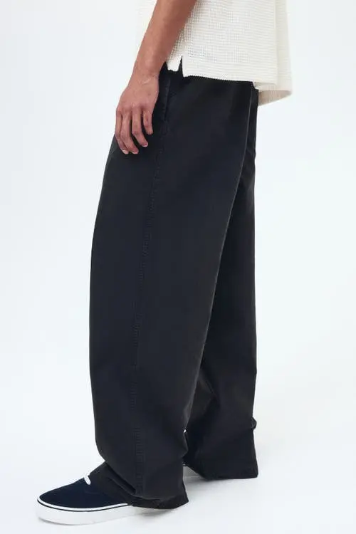 H&M Loose Fit Cotton Canvas Trousers - Black